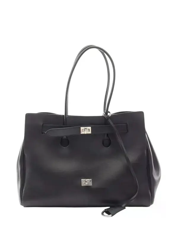 Balenciaga 2020-2026 Small Smooth Calfskin Bel Air Carry All Tote Satchel - Black