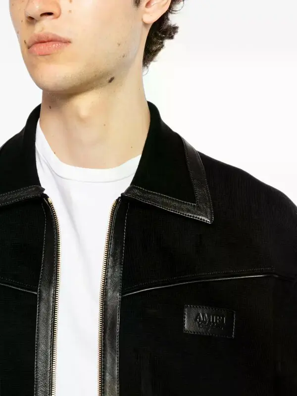 Amiri Leather-trimmed Zip-up Jacket