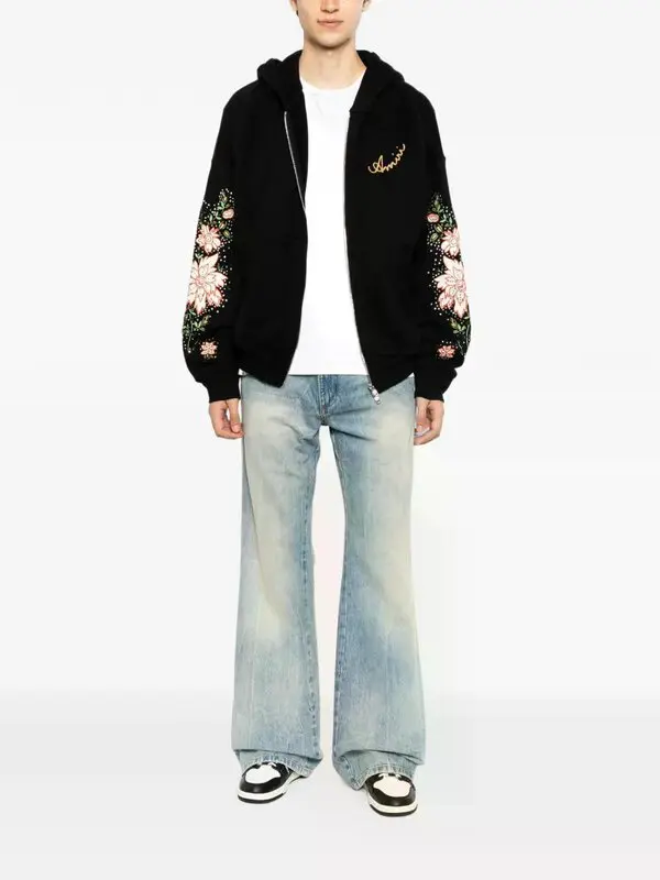 Amiri Floral-embroidered Zip Hoodie