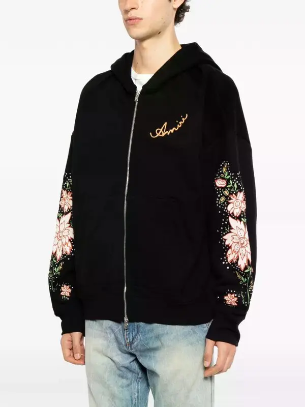 Amiri Floral-embroidered Zip Hoodie