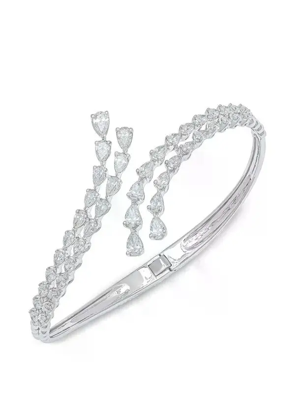 ARZANO 18k White Gold Diamond Open Wrap Bracelet - Silver