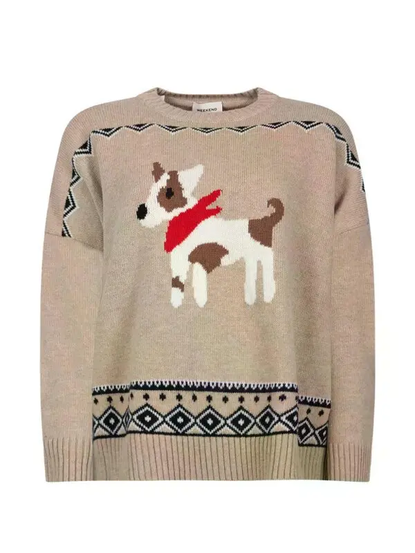 Max Mara Dog-intarsia Fair Isle-knit Sweater - Neutrals
