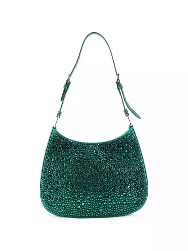 Prada Cleo Shoulder Bag Crystal Embellished Satin Small Crossbody Bag - Green