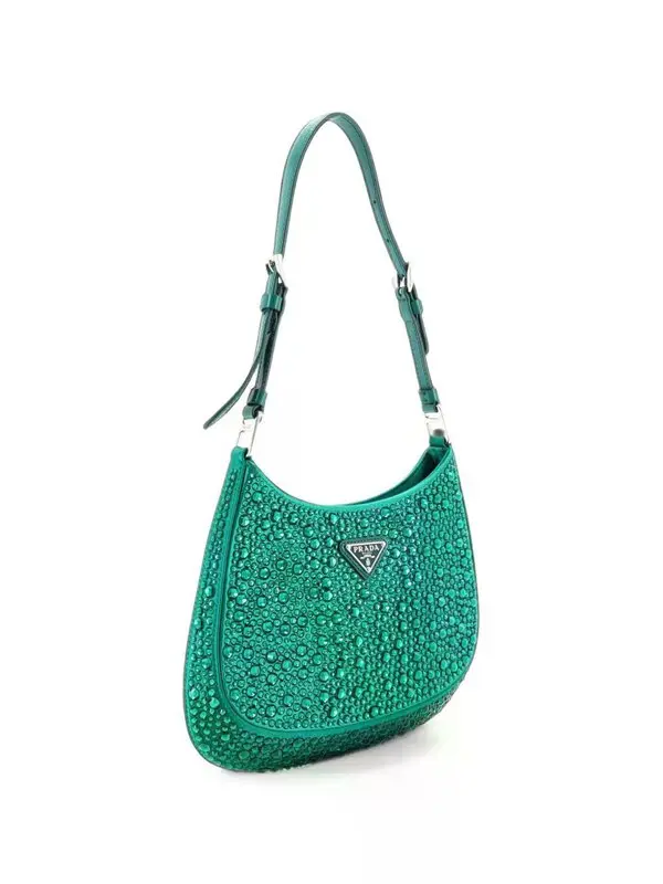 Prada Cleo Shoulder Bag Crystal Embellished Satin Small Crossbody Bag