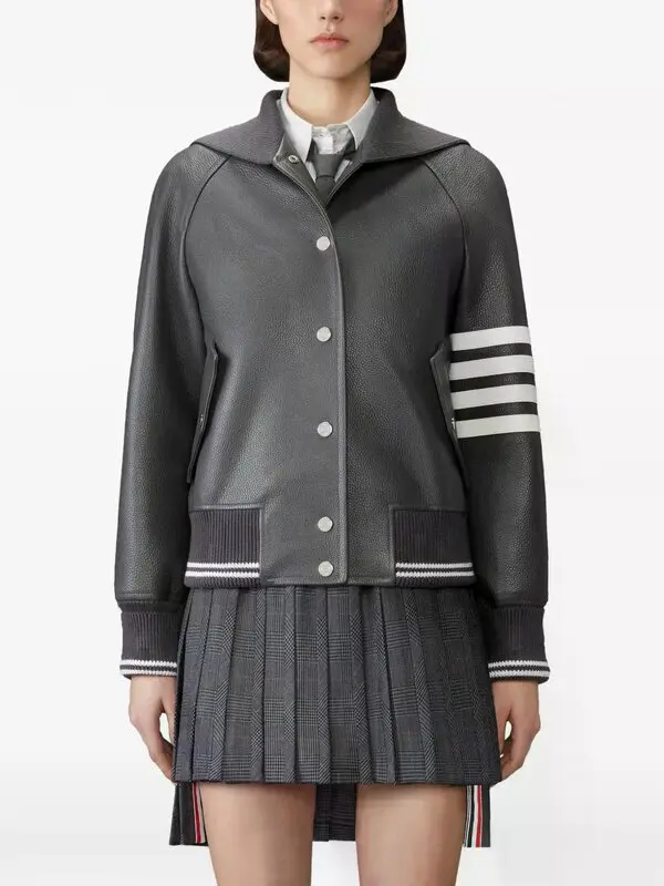 Thom Browne Leather 4-bar Oversized Blouson Jacke