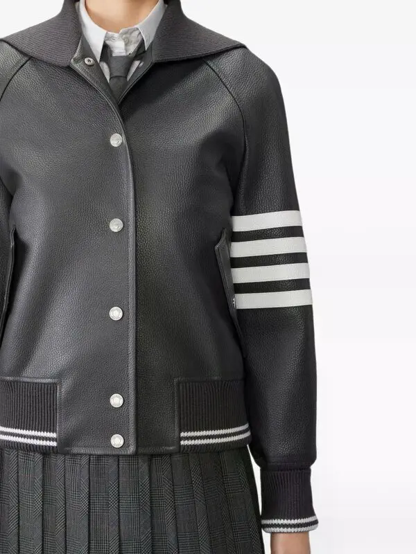 Thom Browne Leather 4-bar Oversized Blouson Jacke