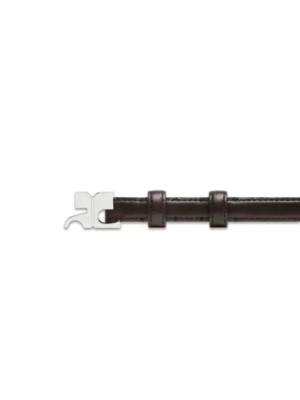 COURREGES Croc-embossed Leather Belt - Brown