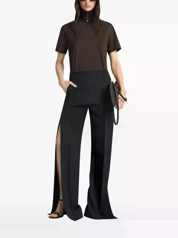COURREGES Zip-neck Ribbed-collar T-shirt