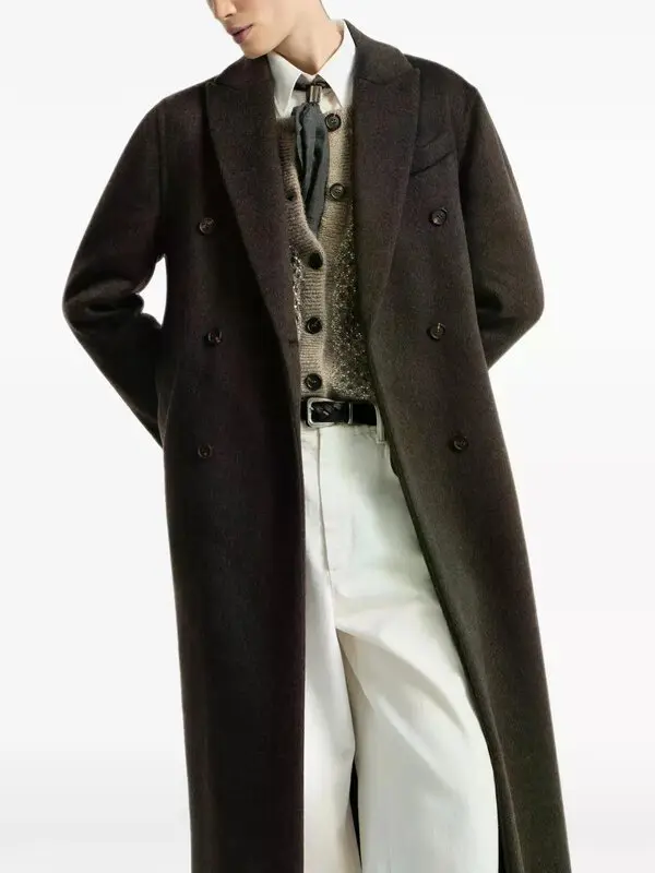 Brunello Cucinelli Hand-crafted Cashmere Double Beaver Cloth Coat With Monili
