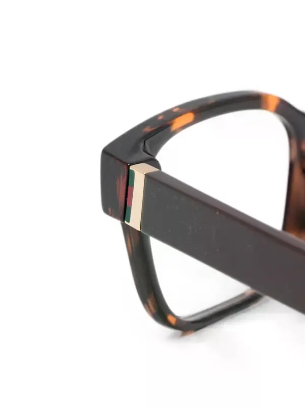 Gucci Tortoiseshell-effect Rectangle-frame Glasses