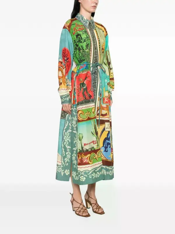 ALEMAIS Ace Graphic-print Belted Maxi Dress
