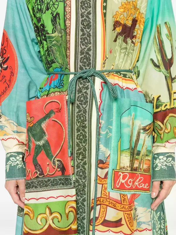 ALEMAIS Ace Graphic-print Belted Maxi Dress