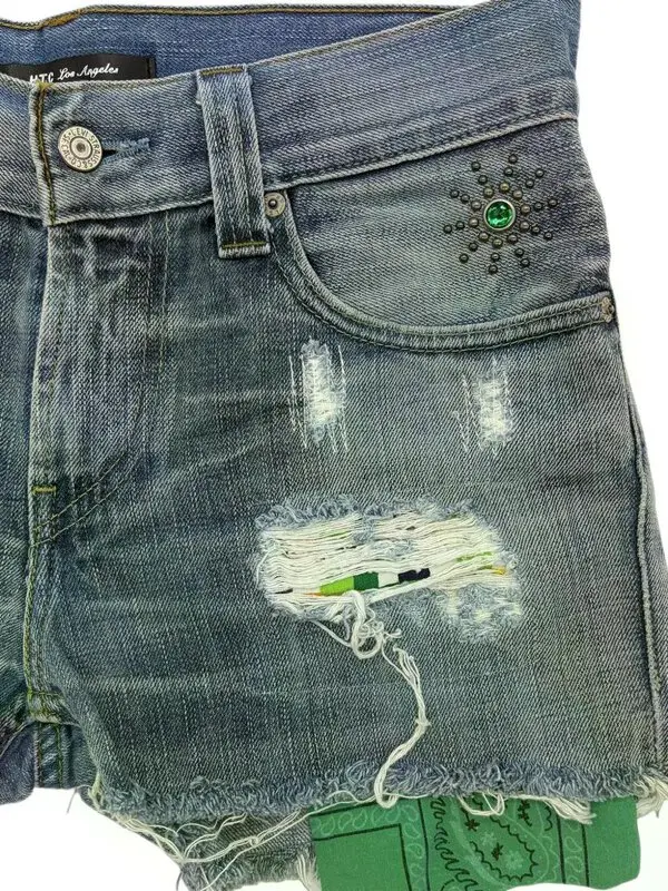 HTC LOS ANGELES Bandana-insert Distressed Mini Shorts
