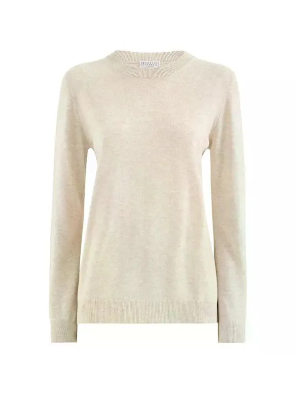 Brunello Cucinelli Cashmere Sweater With Monili - Neutrals