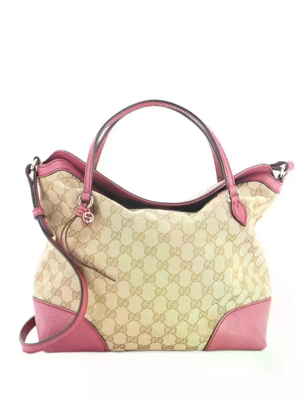 Gucci Bree Convertible Top Handle Bag Gg Canvas With Leather Medium Tote Bag - Brown