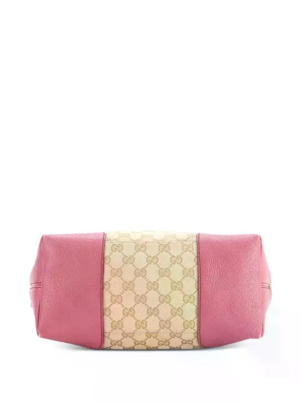 Gucci Bree Convertible Top Handle Bag Gg Canvas With Leather Medium Tote Bag