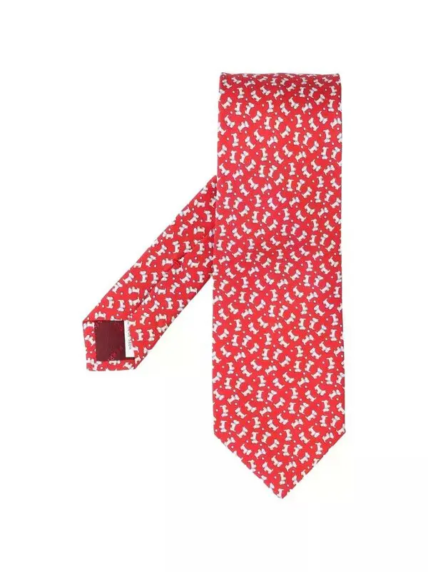 FERRAGAMO Dog-print Silk Tie