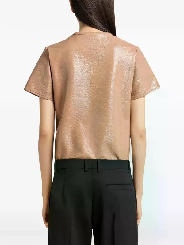 COURREGES Vinyl Logo Embroidered T-shirt - Neutrals