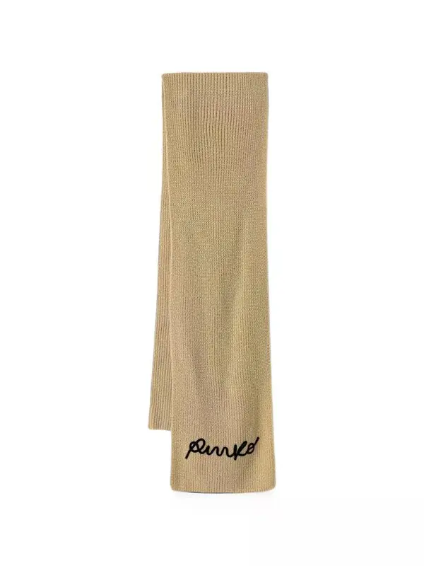 Pinko Logo-embroidered Ribbed Scarf
