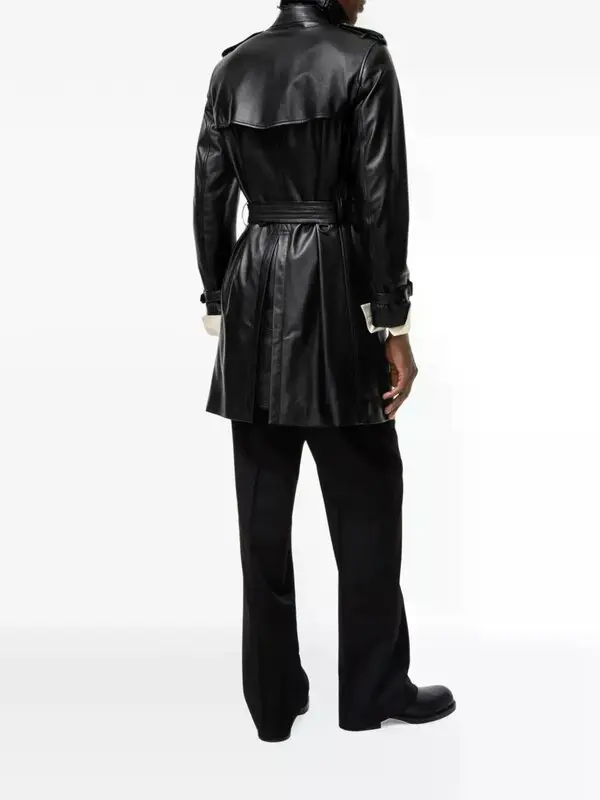 Burberry Mid-length Leather Kensington Trench Coat