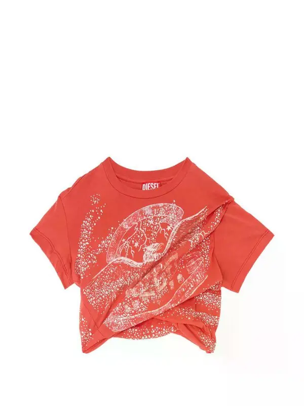 DIESEL® Rucked-up T-shirt In Double-layer Jersey - Red