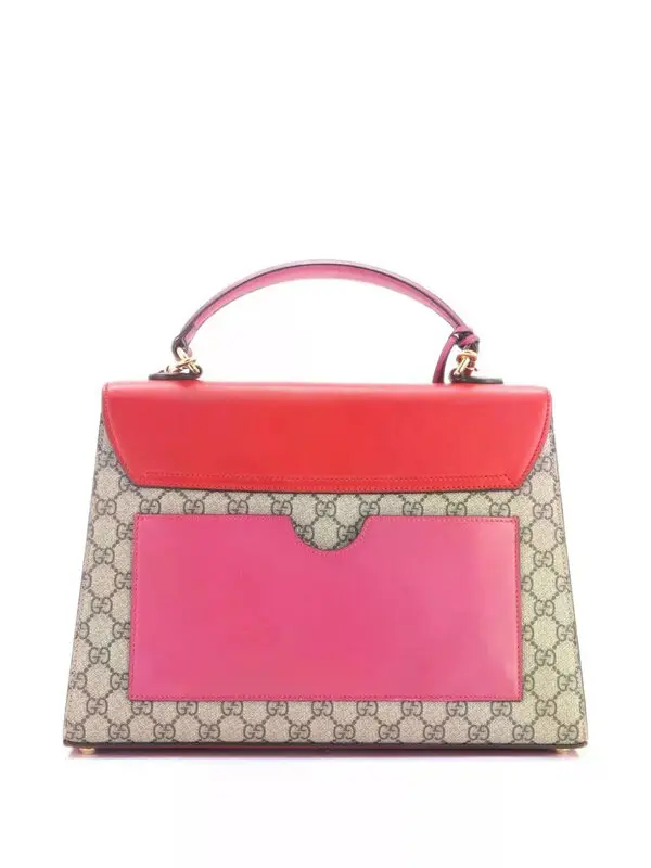 Gucci Padlock Top Handle Bag Gg Coated Canvas And Leather Medium Satchel
