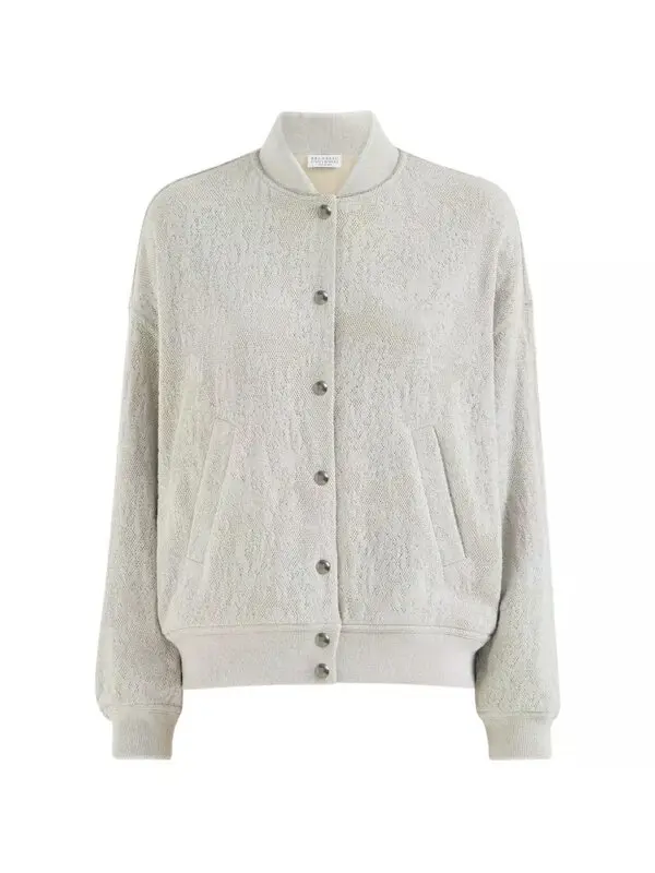 Brunello Cucinelli Lace Flowers Jersey Sweatshirt In Sparkling Virgin Wool And Cashmere With Monili