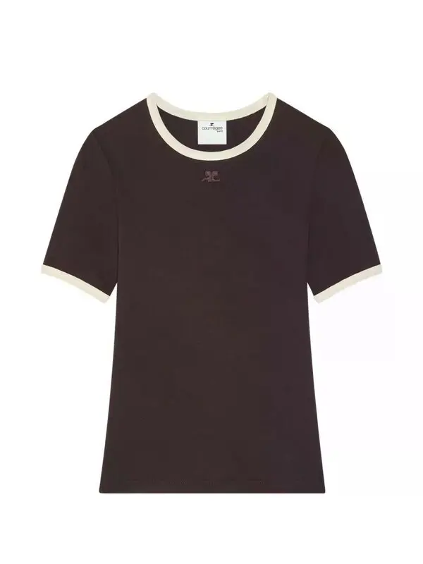 COURREGES Contrast-trim Logo-embroidered T-shirt