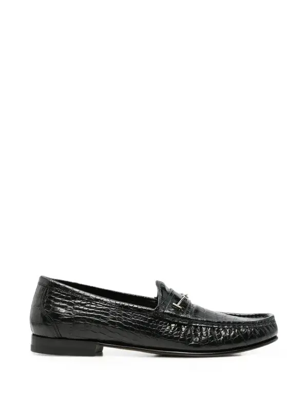 TOM FORD Crocodile-effect T-bar Loafers - Black