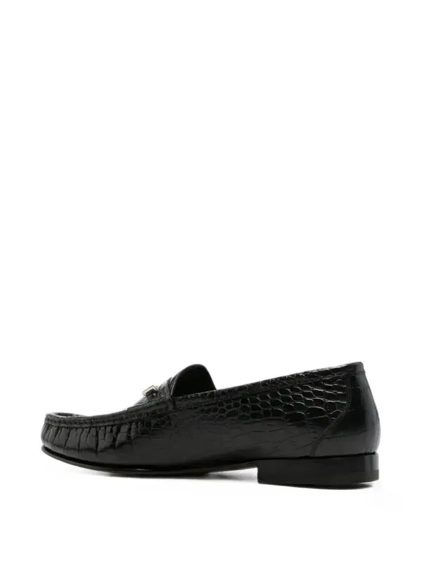 TOM FORD Crocodile-effect T-bar Loafers