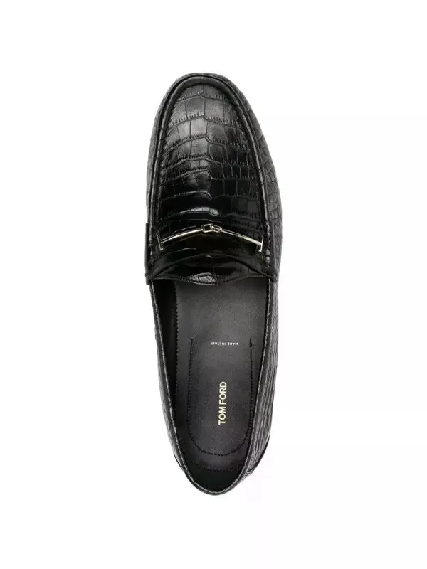 TOM FORD Crocodile-effect T-bar Loafers