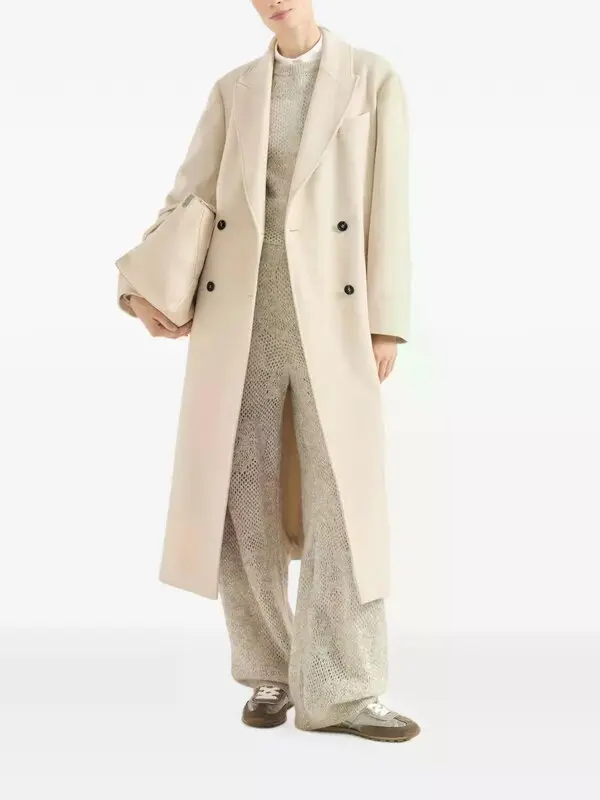 Brunello Cucinelli Lightweight Water-resistant Cashmere Belted Coat With Monili - Neutrals