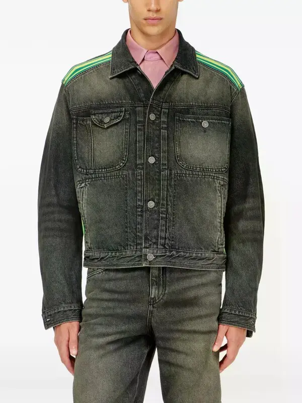 DIESEL® Trucker Jacket With Striped-shoulder Bands