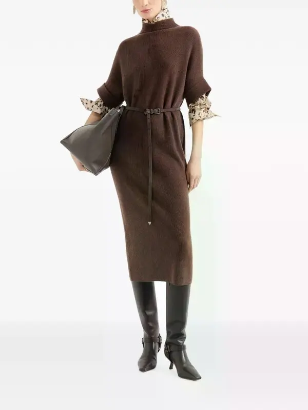 Brunello Cucinelli Cashmere Rib-knit Mock Neck Maxi Dress
