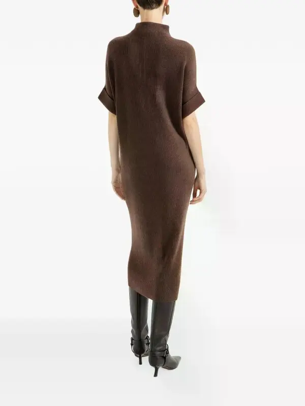 Brunello Cucinelli Cashmere Rib-knit Mock Neck Maxi Dress