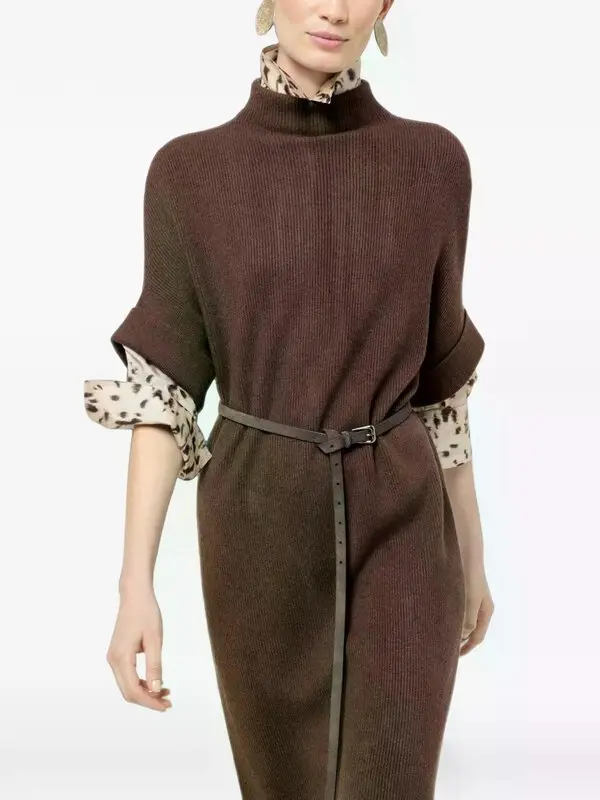 Brunello Cucinelli Cashmere Rib-knit Mock Neck Maxi Dress