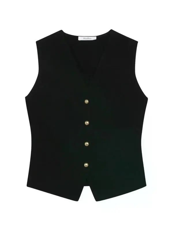 Max Mara Viscose Crepe Yarn Gilet - Black