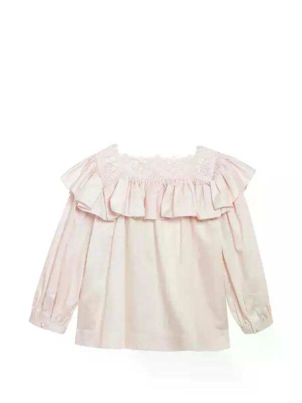 Chloé Ruffled Lace-trim Blouse