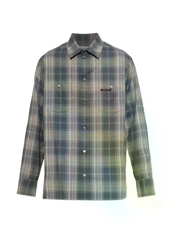 GOLDEN GOOSE Check-pattern Logo-patch Shirt - Grey