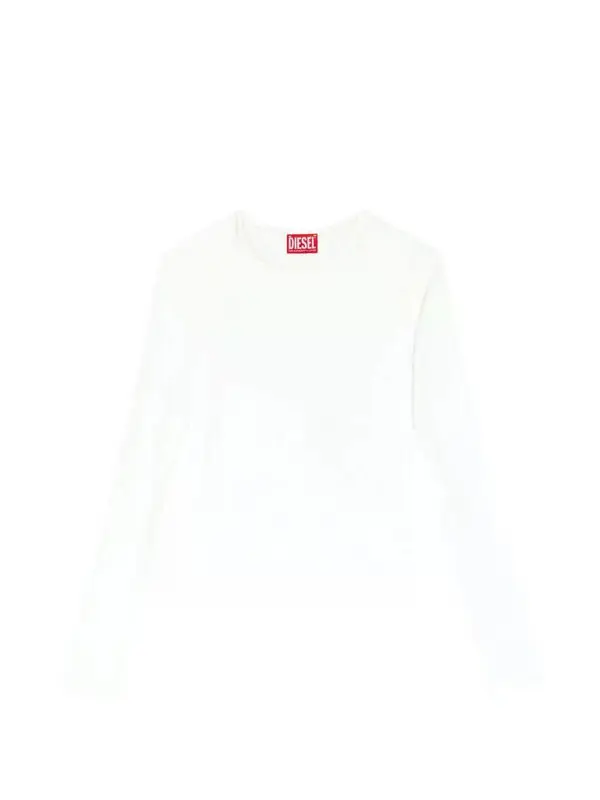 DIESEL® Rucked-up Long-sleeve T-shirt In Double-layer Jersey - White