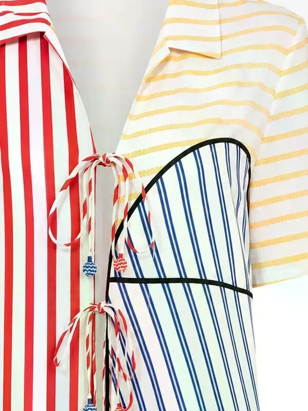 Farm Rio Striped Tie-fastening Blouse
