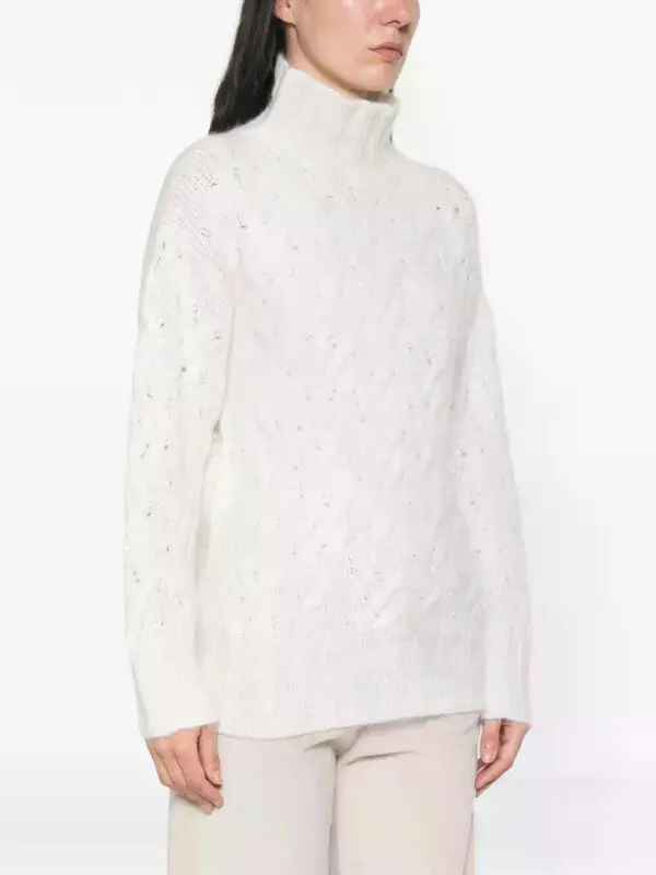 Fabiana Filippi Cable-knit Sequin-embellished Sweater - Neutrals