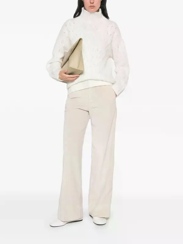 Fabiana Filippi Cable Knit Sequin Embellished High Neck Sweater