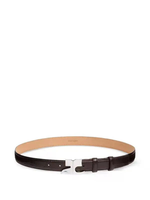 COURREGES Croc-embossed Leather Belt - Brown