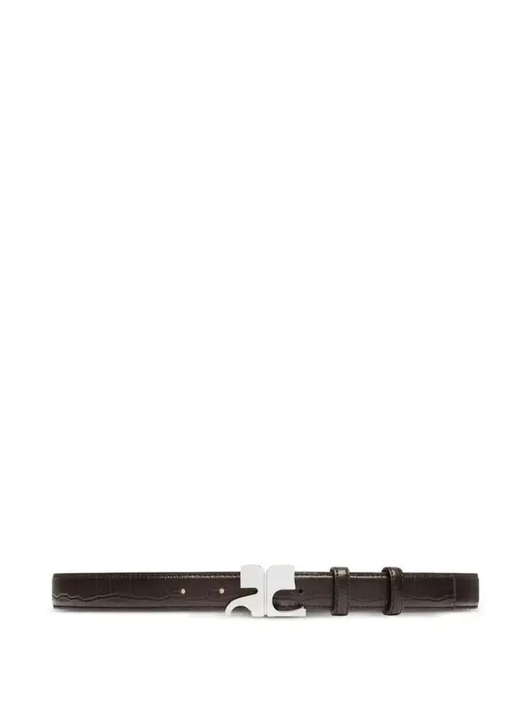 COURREGES Croc-embossed Leather Belt - Brown