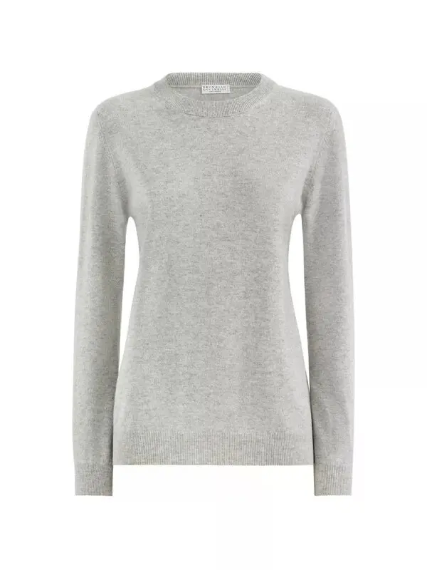 Brunello Cucinelli Cashmere Sweater With Monili - Grey