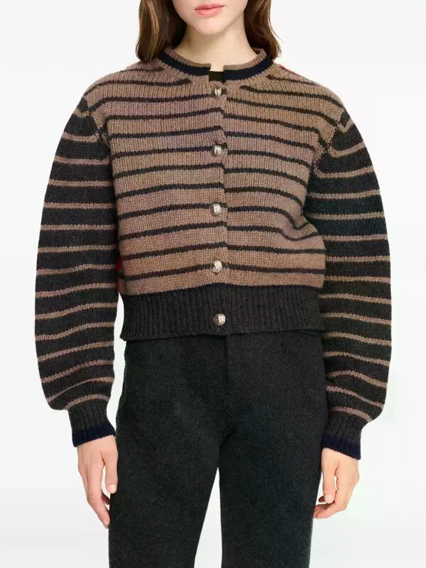 BARRIE Stripe-pattern Chunky-knit Cardigan
