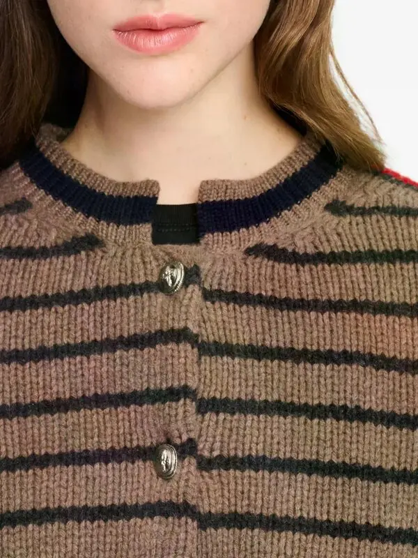 BARRIE Stripe-pattern Chunky-knit Cardigan