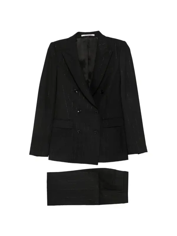 Tagliatore Pinstripe Double-breasted Suit - Black