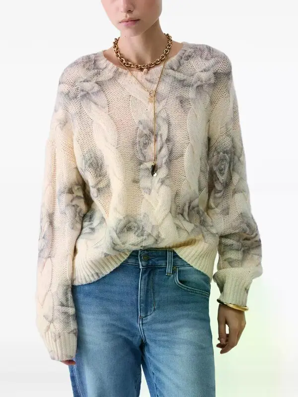 Liu Jo Wool Sweater With Rose Print